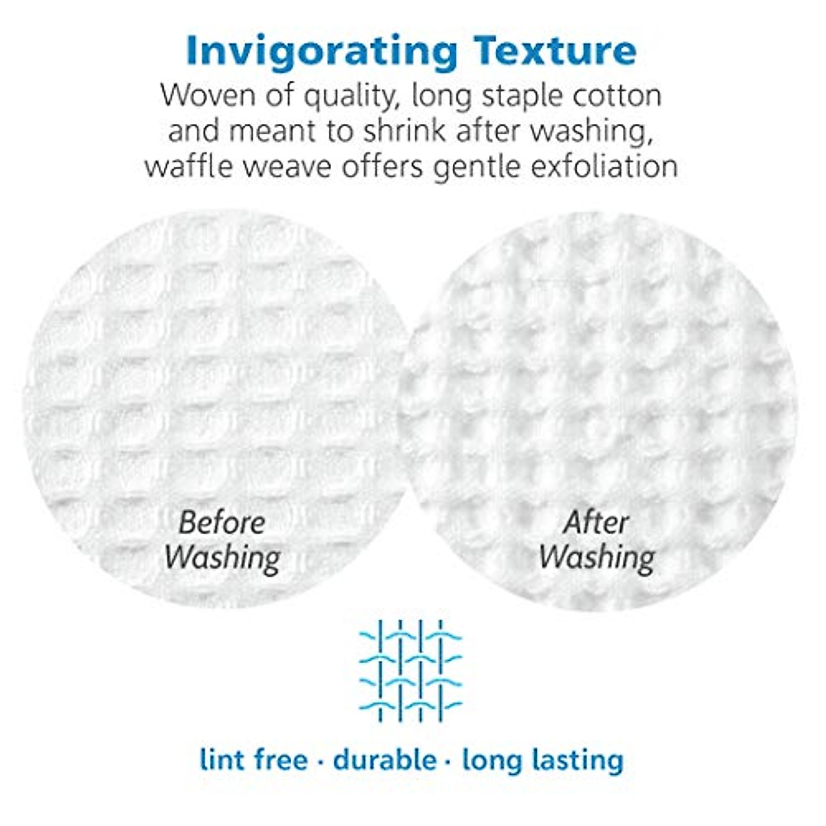 GILDEN TREE Waffle Towel Quick Dry Thin Exfoliating, 8 Pack Washcloths for Face Body, Classic Style (White)