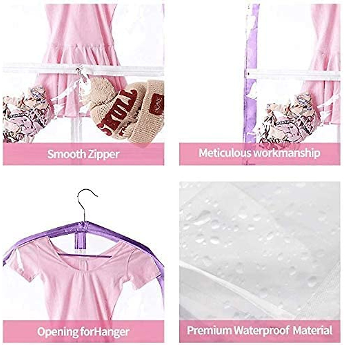 Clear Kids Dance Costume Garment Bag,3 Pack Garment Bags for Hanging Clothes,Garment Bag for Travel Storage,Dress Up Storage Bag for Children Girls