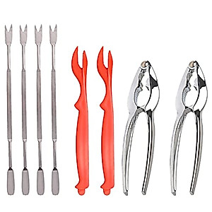 Hemoton Home Tool Set 1 Set 8Pcs Seafood Set Lobster Leg Sheller Crab Shell Opener Remover Lobster Fork Pick Kitchen Gadget for Home Restaurant Flackers Crackers