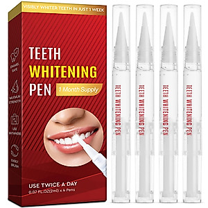 Teeth Whitening Pen 4-Pack, Brighten Your Smile in Just 1 Week with Tooth Whitening Pens – Fast, Gentle, Enamel Safe 35% Carbamide Peroxide Whitening Gel for White Teeth in Mess Free Applicator Pens