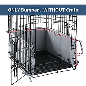 Hombys Dog Crate Bumper with Ties - Soft Crate Accessory -Kennel Cover - Training Pads for Front Door Crates, 35"x24", Gray