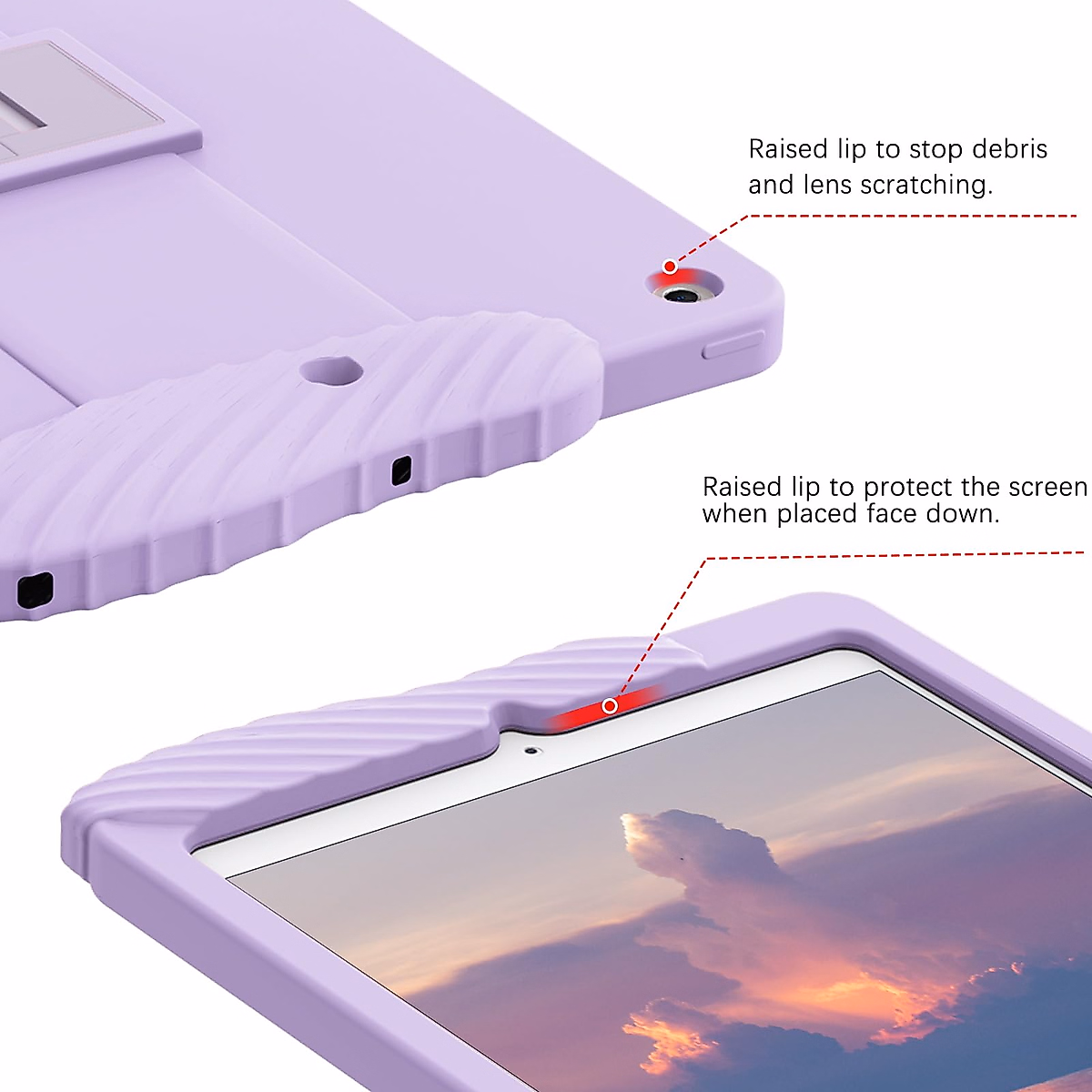 GUAGUA Case for iPad 10.2-Inch (9th/8th/7th Generation), iPad 10.2 2021/2020/2019 Lightweight Non-Slip Grip Gamepad Shockproof Rugged Protective Tablet Case with Kickstand for Kids Girls Women, Purple