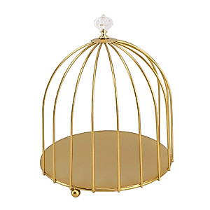 Dpofirs Bathroom Organizer Countertop, 2 Tier Iron Cosmetic Display Case for Bathroom Vanity Countertop, Vanity Tray Gold Birdcage Makup Organizer, Makeup Tray Cosmetic Rack Jewelry