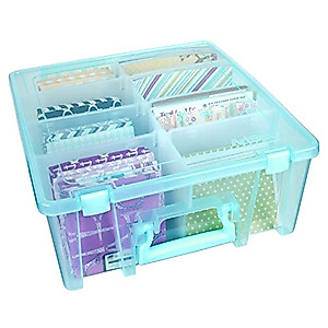 ArtBin Super Satchel Compartment Box - Stackable Durable Art Storage with 8 Removable Compartments, Smart Closure, and Portable Design for Craft Supplies, Threads, Ribbons, Paint Tubes