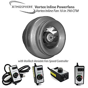 Vortex Powerfans VTX1000 Vortex 790 CFM Powerfan, 10 inch with Ventech Fan Speed Controller,Steel