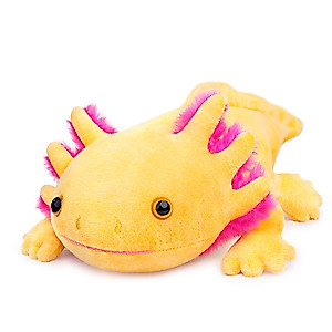 Large Axolotl Plush Weighted Stuffed Animals - Super Long 30Inch Weighted Axolotl Plush, Realistic Cute Yellow Ambystoma Pillow Toys Real Plushie Large Weighted, Unique Plush Gift Collection for Kids