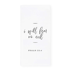 The Cotton & Canvas Co. I Will Fear No Evil, Psalm 23:4 Scripture, Bible, Religious, Soft and Absorbent Tea Towel, Flour Sack Towel and Dish Cloth
