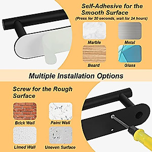Kitchen Paper Towel Holder, Black Paper Towel Holder Under Cabinet Paper Towel Dispenser Wall Mount Self-Adhesive or Drilled for Bathroom Rv Garage