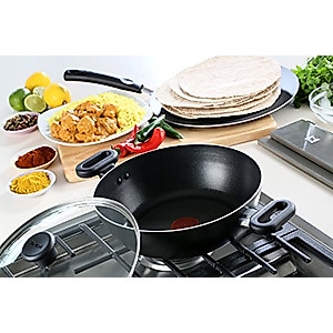 Tefal Non-Stick Kadai Curry Pan Madras Collection, Aluminium, Black, 26 cm