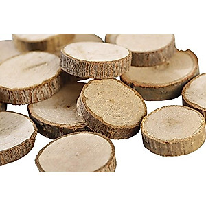 Gmark Natural Wood Slices 1"-1.5" Unfinished Round Discs 50 ct, Tree Bark Wooden Circles for DIY Crafts GM1083
