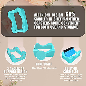 Cup Cradle for Crafting Supplies with Felt Edge Squeegee and Tape Measure Silicone Cup Cradle Built-in Slot for Applying Vinyl Decals Anti-Skidding Supports Tumbler Cradle for Epoxy