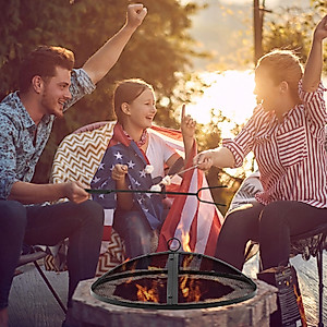 Suzile 22 Inch Heavy Duty Fire Pit Spark Screen Round Mesh Fire Pit Cover Fire Pit Lid Fire Pit Mesh Screen with Handle and Lifter Tool for Outdoor Firepit Stove Fireplace (Black)