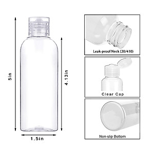 YICTEK Plastic Travel Bottles for Toiletries TSA Approved,100ml/3.4oz Empty Small Squeeze Travel Size Bottle Containers with Flip Cap(6 Pack)