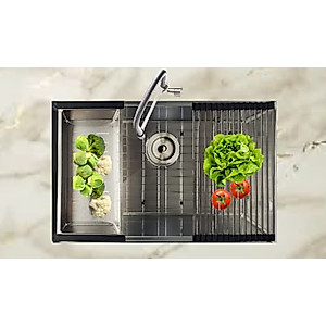 BlueBay Workstation Stainless Steel 28'' undermount Sink with 5 Gourmet Accessories