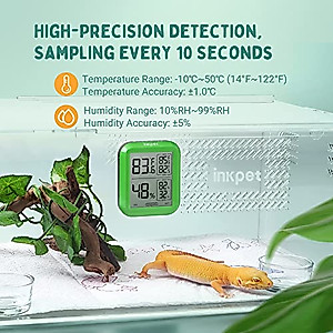 INKPET Reptile Terrarium Thermometer Hygrometer with Max/min Record Digital Display for Bearded Dragon Tank Accessories, Leopard Gecko, Tortoise Habitat, Crested Gecko TR-1A