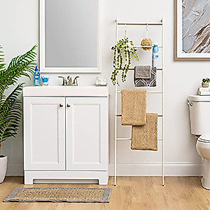 IRIS USA Clothing Rack, Blanket or Garment Ladder, Easy to Assemble, Standing Metal Sturdy Garment Rack, Small Space Storage Solution, Modern Versatile Design, Long-Term Durability, Ladder, White