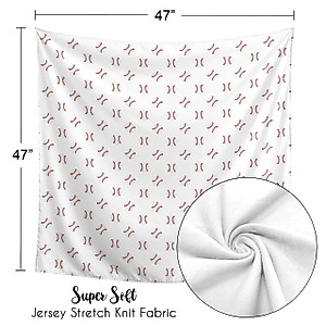 Sweet Jojo Designs Baseball Baby Boy Swaddle Blanket Jersey Stretch Knit for Newborn or Infant Receiving Security - Red and White Americana Sports
