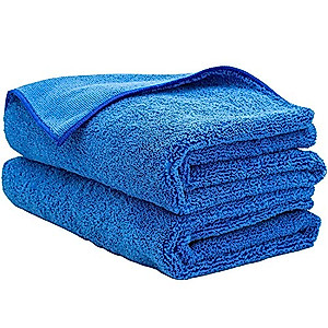 AIDEA Professional Microfiber Drying Towel-2PK, Premium Microfiber Towels, Scratch-free, Strong Water Absorption Drying Towel for Cars, SUVs, RVs, Trucks, and Boats Gifts(24 in. x 31 in.)-Blue
