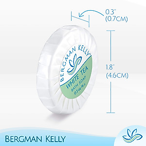 BERGMAN KELLY - Hotel Soap Bars - White Tea, 0.5 oz, 100 PK - Travel Size Luxury Bulk Amenities Bar Soap, Mini Individually Wrapped Round Soap - Small Toiletries for Airbnb, Motel, Guest Bathroom