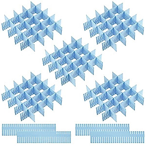 MANCHAP 56 PCS Adjustable Grid Drawer Organizer, DIY Drawer Divider, Plastic Drawer Separators for Kitchen Bedroom Office, Blue