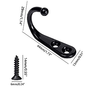 YMAISS 40packs Small Black Wall Mounted Coat Hook Single Coat Hanger Vintage Style Double Hole Metal Single Hook Hangers Robe Hooks Door Hook Key Hooks Jewelry Cloth Hanger with 80 Screws