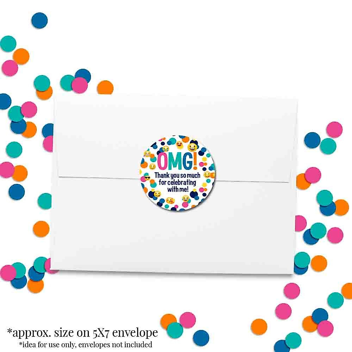 Emoji Birthday Party Sticker Labels, 40 2" Party Circle Stickers by AmandaCreation, Great for Party Favors, Envelope Seals & Goodie Bags