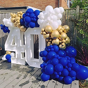 BAUANOOY Royal Blue Gold White balloons, 60pcs 12 Inch Navy Blue Metallic Gold Confetti Balloon for Wedding Graduation Baby Shower Birthday Decorations