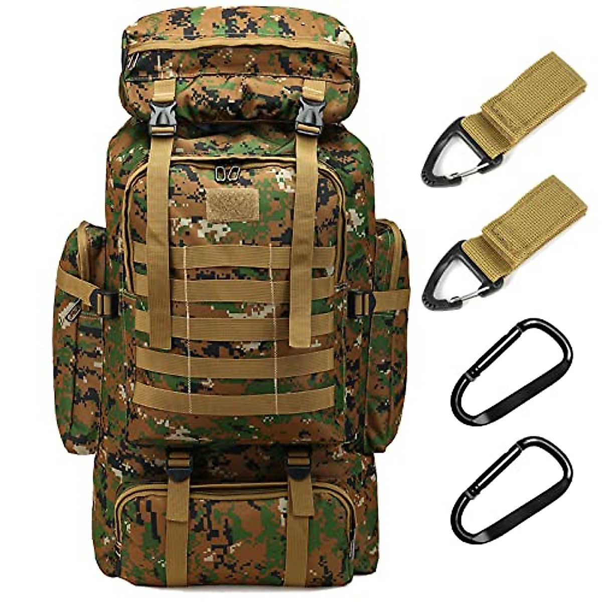 70L Waterproof Hiking Daypack Large Hiking Backpack, Hunting Camping Rucksack Backpack for Men Outdoor Sports Backpack (Green Camouflage)