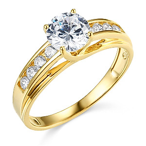 14K Yellow Gold Wedding Engagement Ring - Size 8