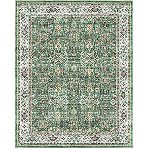 befbee 8x10 Area Rugs for Living Room- Ultra-Thin Stain Resistant Washable Rug, Non-Slip Backing Rugs, Large Room Decor Area Rug (Grass Green,8'x10')