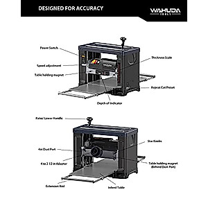 Wahuda Tools 13" Spiral Cutterhead Planer with 4-sided carbide Tips (Two Speed-New)