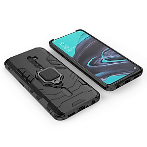 Case for Oppo Reno 2 PCKM00 PCKT00 / Reno2 Case Cover,360 Degree Rotating Ring Holder Kickstand with Magnetic Car Mount Black