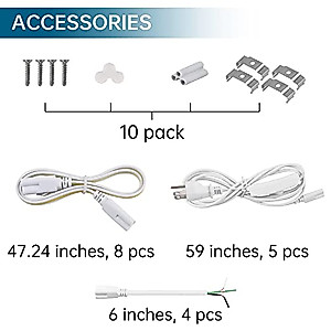 Barrina (Pack of 10 LED T5 Integrated Single Fixture, 8FT, 5000LM, 6500K (Super Bright White), 45W, Linkable LED Shop Light, Led Garage Light, Corded Electric with ON/Off Switch, ETL Listed