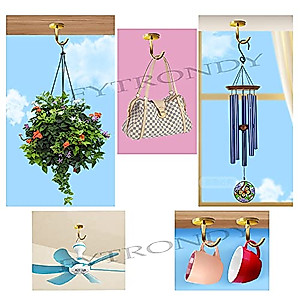 FYTRONDY Golden Edition Stainless Steel Screws Mount Ceiling Hooks, Coat Hanger (2 INCH, 4 Pack)