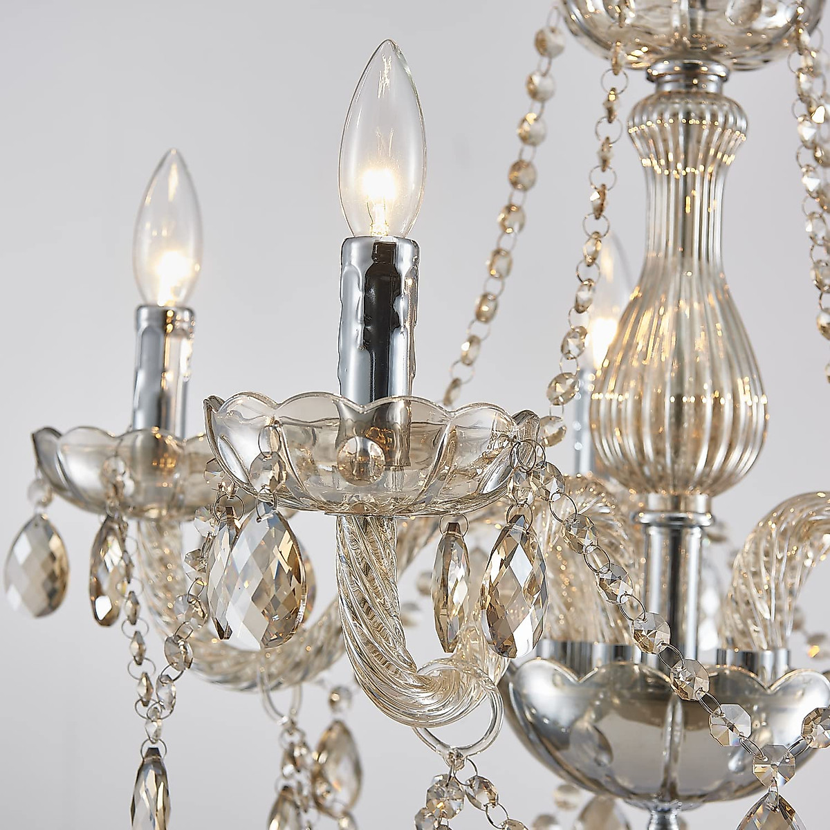 Saint Mossi 5 Light Modern K9 Crystal Chandelier for Dining Room, Pendant Ceiling Lighting Fixture for Bedroom, Living Room, Champagne Crystal