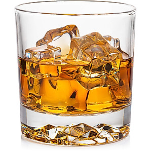 Whiskey Glasses Set of 4 with Brilliant Mountain Imprint | Bar Glasses | Old Fashioned Tumblers | Lowball Glasses | Rocks Glasses | Standard 11.5 OZ Beverage Glass