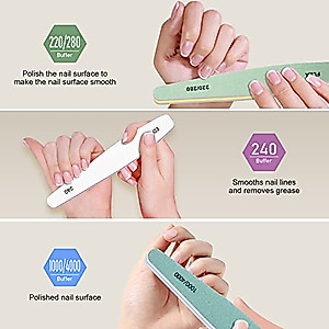 CGBE Nail File and Buffer, 12 Pcs Professional Thickness Nail File Set Double Sided Grit Nail Emery Boards for Nails Buffer Polisher Limas para Manicura for Gel Nails Manicure Tools