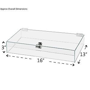 Acrylic Locking Display Case with Keys 16" x 13" x 3" Clear Tabletop Rectangular Tray with Lid for Tradeshows Expos Flea Markets and Swap Meets by Marketing Holders
