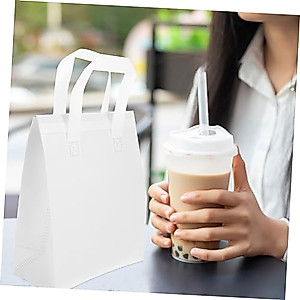 NAMOARLY 10pcs Cold Drink Insulation Bag Drink Carrying Bags Drink Carrier Bag Drink Packaging Bags Insulated Bag Insulated Drink Bag Takeaway Food Bag The Tote Bag Non-woven Fabric White