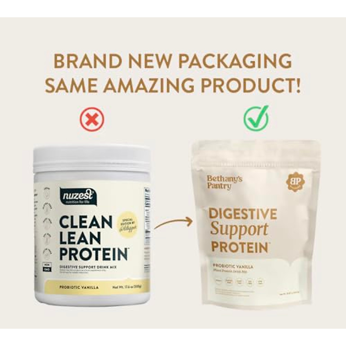 Nuzest Digestive Support Protein Probiotics for Digestive Health – Vanilla - Clean Lean Protein - Premium Vegan Pea Protein Powder – Plant Based - 20 Servings, 1.1 lb