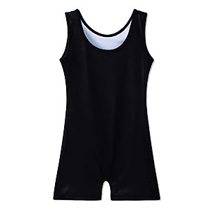 BAOHULU Leotard for Toddler Girls Gymnastics Shorts Sparkle Embroidery Tank Biketards One Piece B165_BlackBlue_160