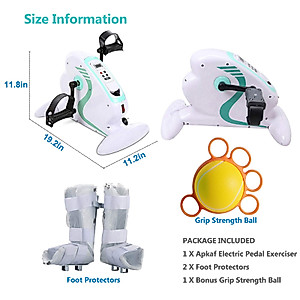 Apkaf Fitness Motorized Exercise Bike with Leg Protector, Electric Pedal Exerciser for The Elderly and Seniors, Electronic Physical Therapy Rehab Bike Trainer with Bonus Grip Strength Ball