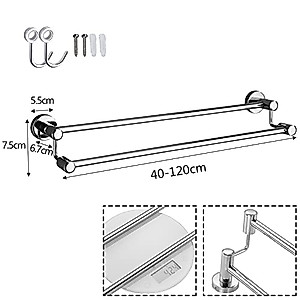 Towel Rail Bar, Bath Towel Bar 100cm 110cm 120cm Drilling Wall Mounted Towel Rack Reusable Towel Holder for Shower Bathroom Kitchen (Size : 60cm)