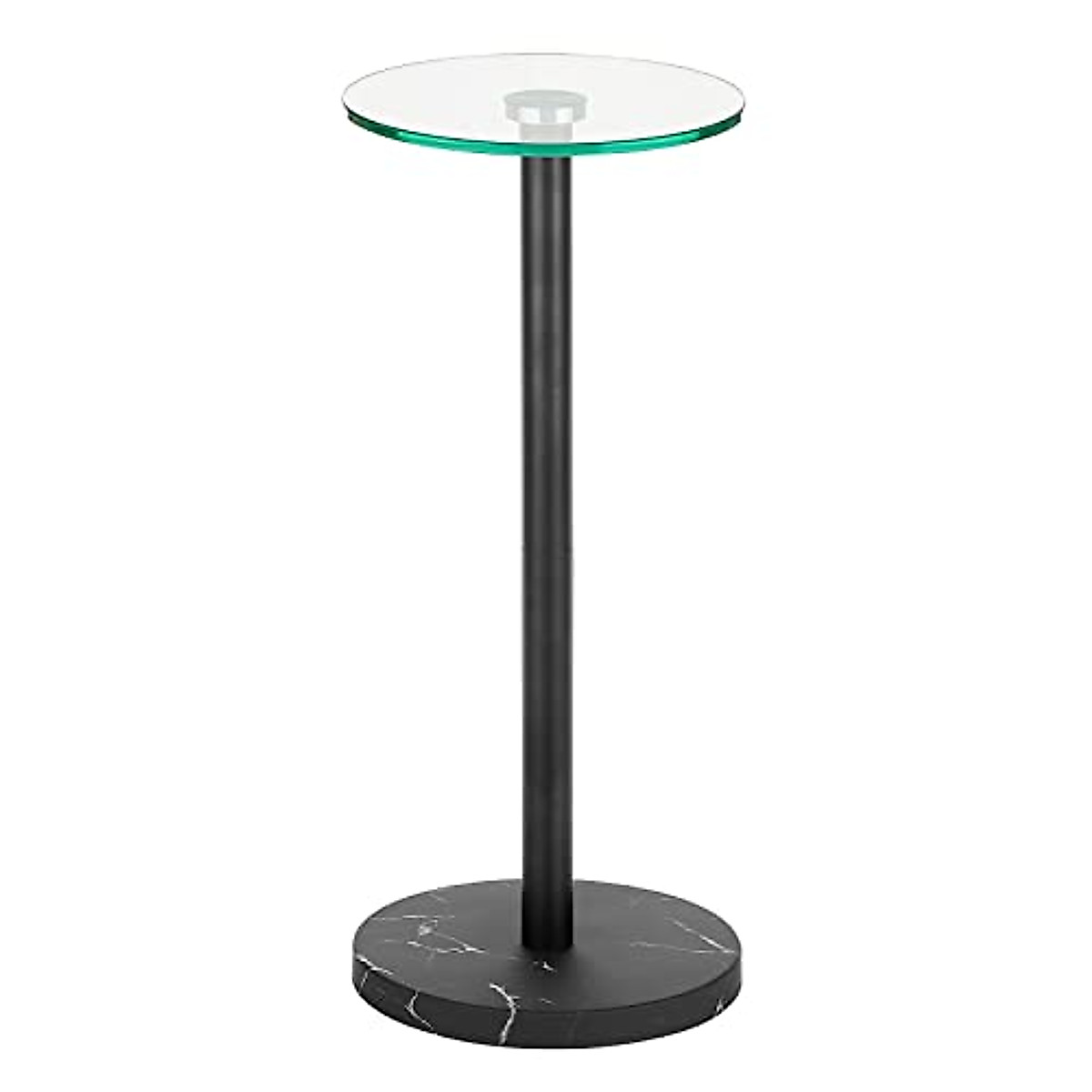 mDesign Glass Top Side/End Drink Table - Small Modern Round Accent ...