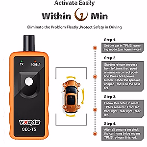 VXDAS TPMS Relearn Tool for GM Tire Sensor TPMS Reset Tool Tire Pressure Monitor System Activation Tool OEC-T5 for GM Buick/Chevy/Cadillac Series Vehicles 2023 Edition