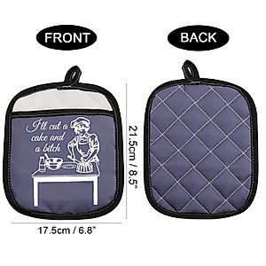 Novelty Baking Gift Heat Resistant Potholder Oven Pads with Pocket I’ll Cut A Cake and A Bitch Funny Baker Gift (I'll Cut a Cake and a Bitch)