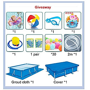 LIHONK Above Ground Swimming Pool Floats Above Ground Large with Brackets Kids and Adults Free Cover & Floor Cloth & Swimming Pool Toys Patio Lawn Garden (Size : 4.5 * 2.2 * 0.84m)