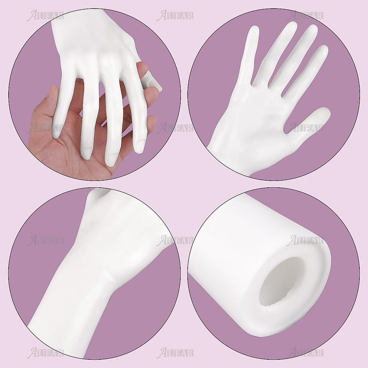 AUEAR, Female Mannequin Hand Display for Jewelry Holder Bracelet Necklace Ring Stand (White, 11"x7.3", 1 Pack)