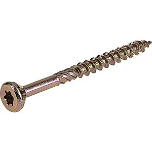 Power Pro 48581 Wood Screws, #8 x 2 Premium, Star Drive Indoor Cabinet Screws, Gold Yellow Zinc, 1lb Box