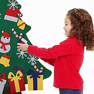 diuna 3D DIY Felt Christmas Tree, Handmade DIY Decoration and 18 Different Ornaments, Gifts for Kids New Year Christmas Decorations Gifts with LED